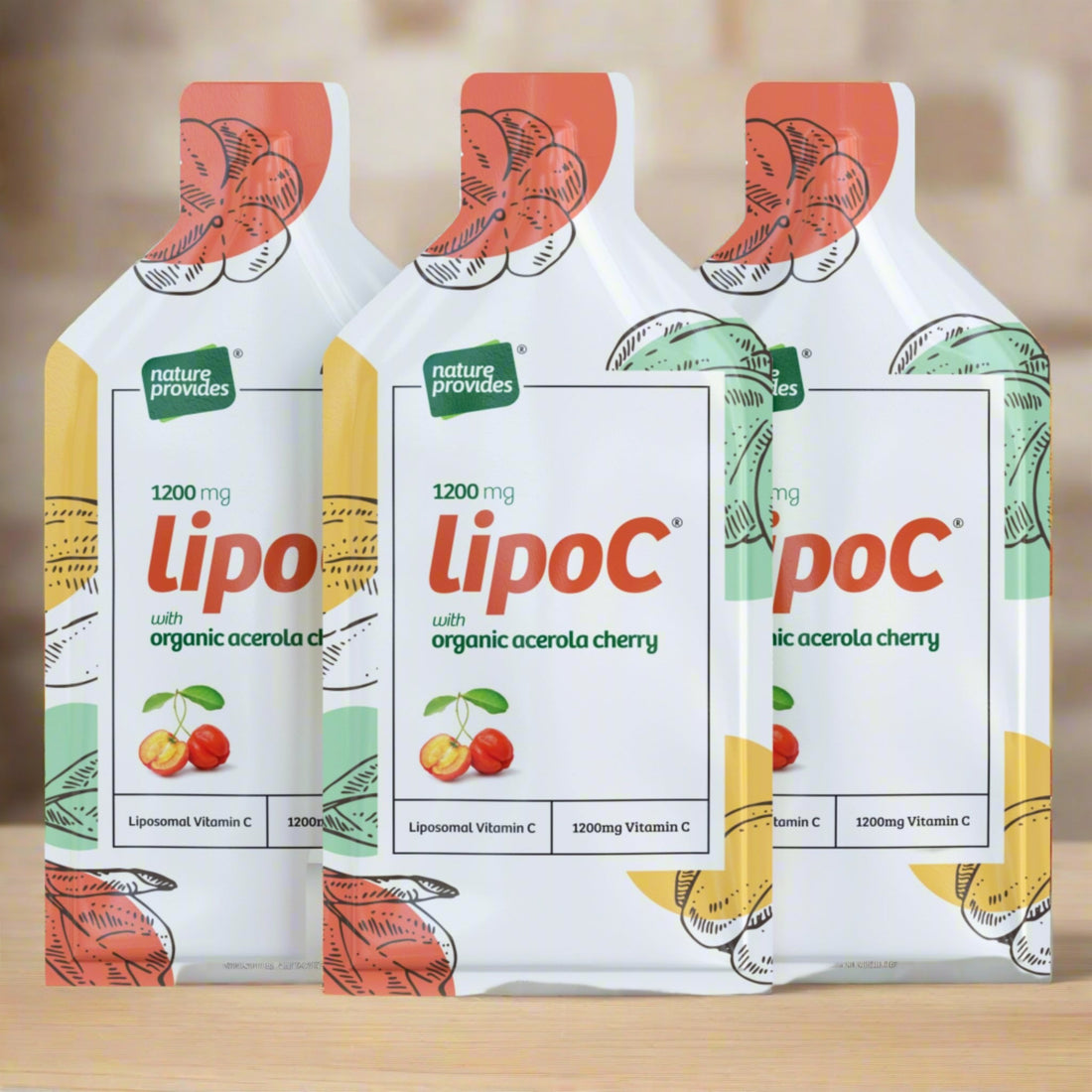 Liposomal Vitamin C | lipoC® 1200mg Sachets | Organic Acerola Cherry